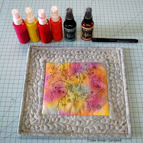 DIY Painted Fabric Art Mini Quilt - Freemotion by the River