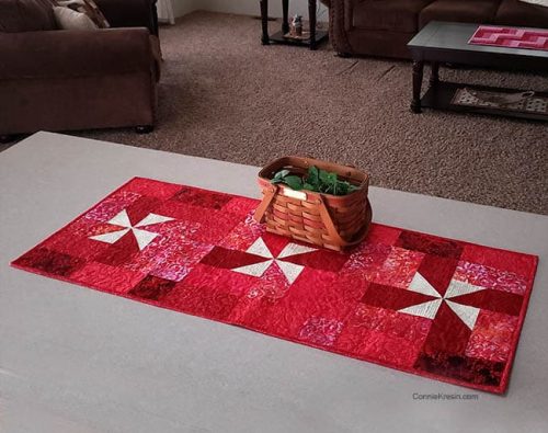 Red Pinwheels Table Runner Tutorial - Freemotion by the River