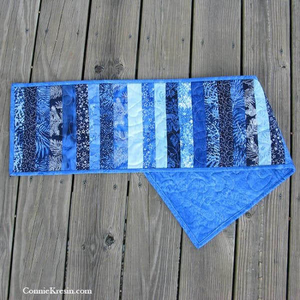 Skinny Blue Batik Tablerunner Tutorial - Freemotion by the River