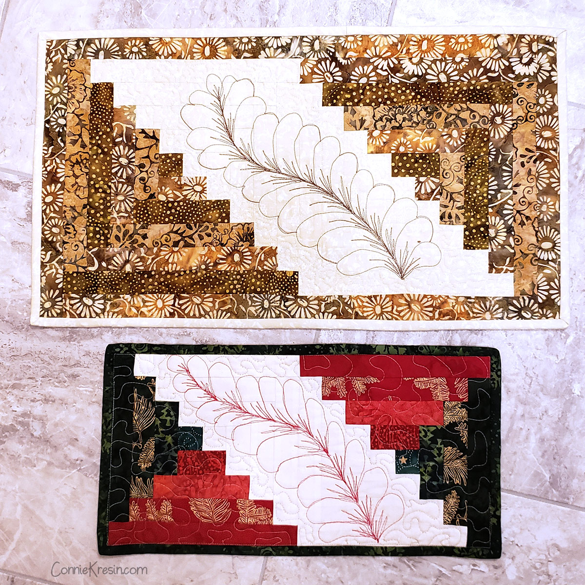 Free-motion Feather Template for Log Cabin Runners - Freemotion by the ...