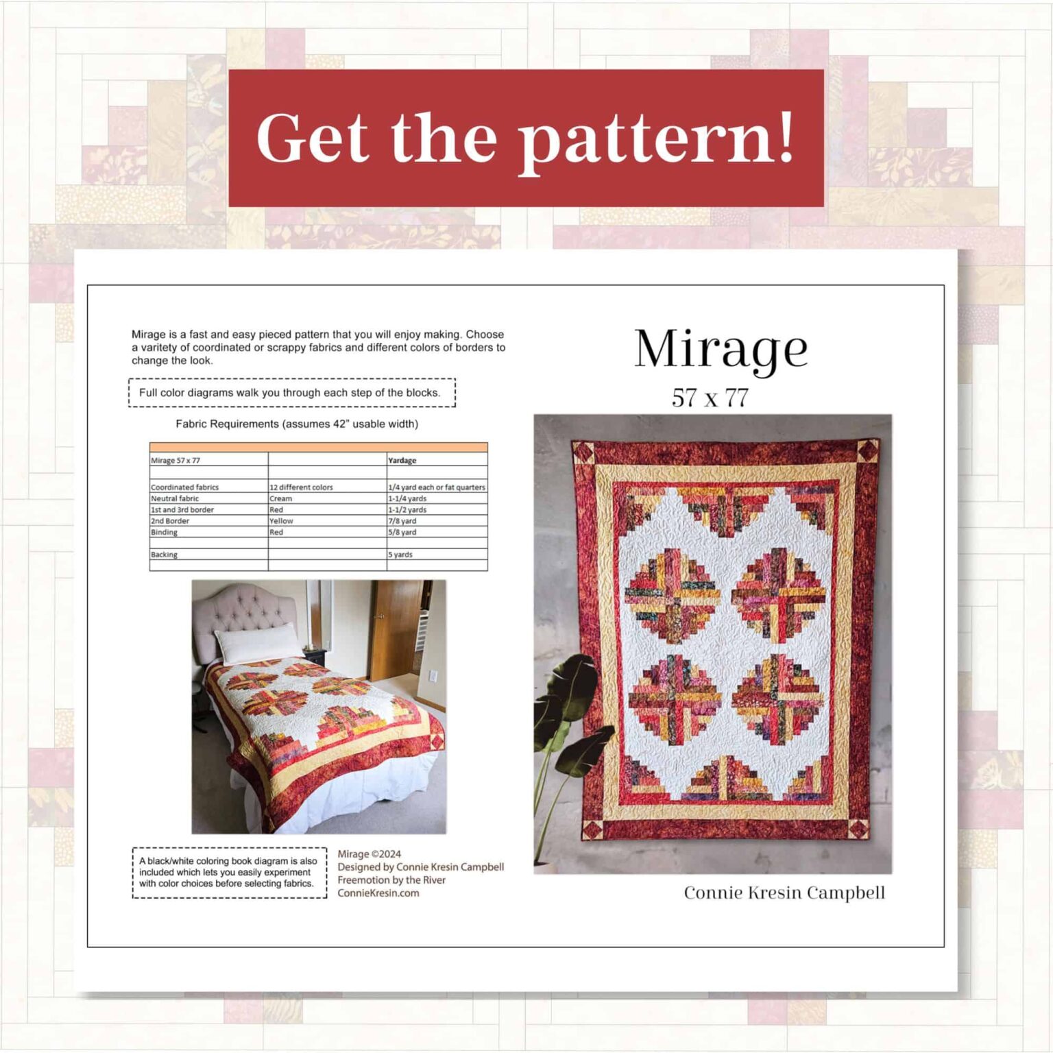 Mirage Log Cabin Quilt - Freemotion by the River