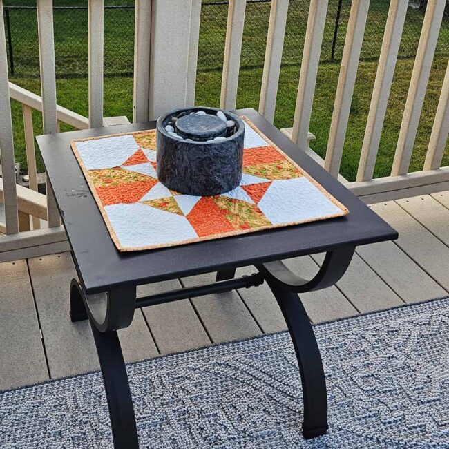Easy Fall Four Patch Star Table Topper - Freemotion by the River