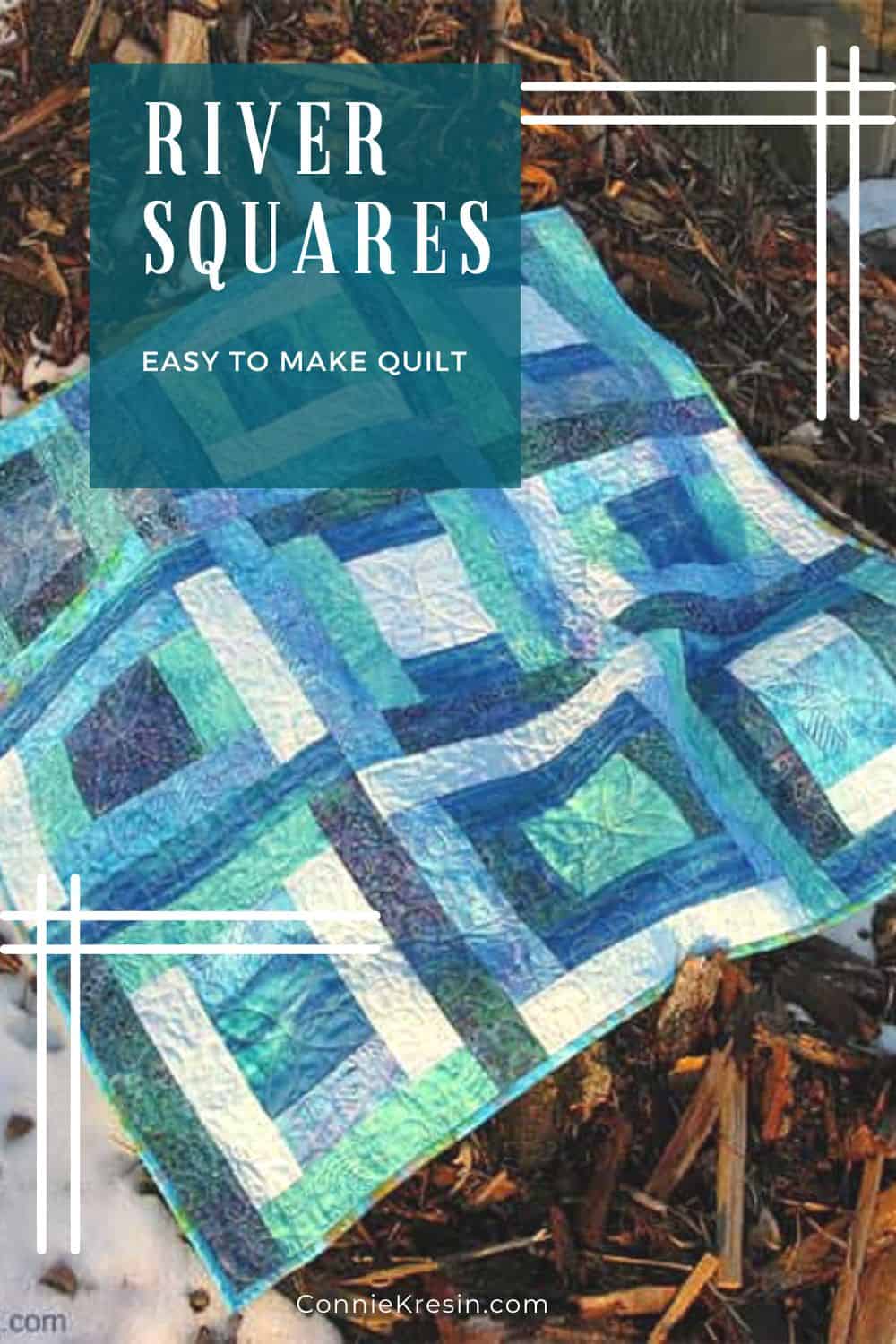 River Squares Quilt in Blue Batiks - Freemotion by the River