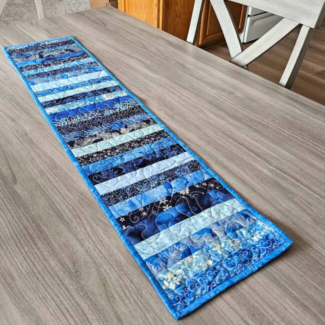 Skinny Blue Batik Tablerunner Tutorial - Freemotion by the River