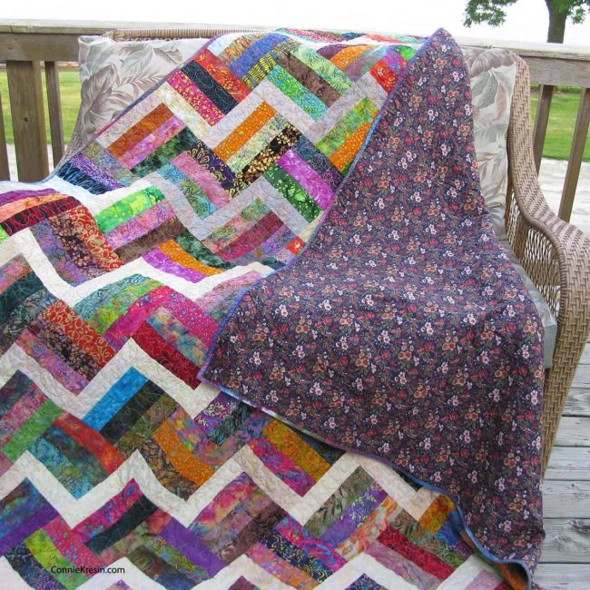Batik Split Rail Fence Quilt - Freemotion by the River