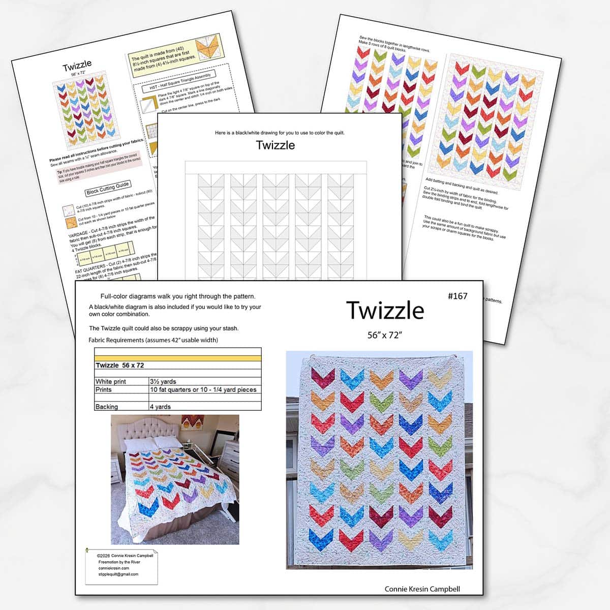 Twizzle Half Square Triangle Quilt - Freemotion by the River