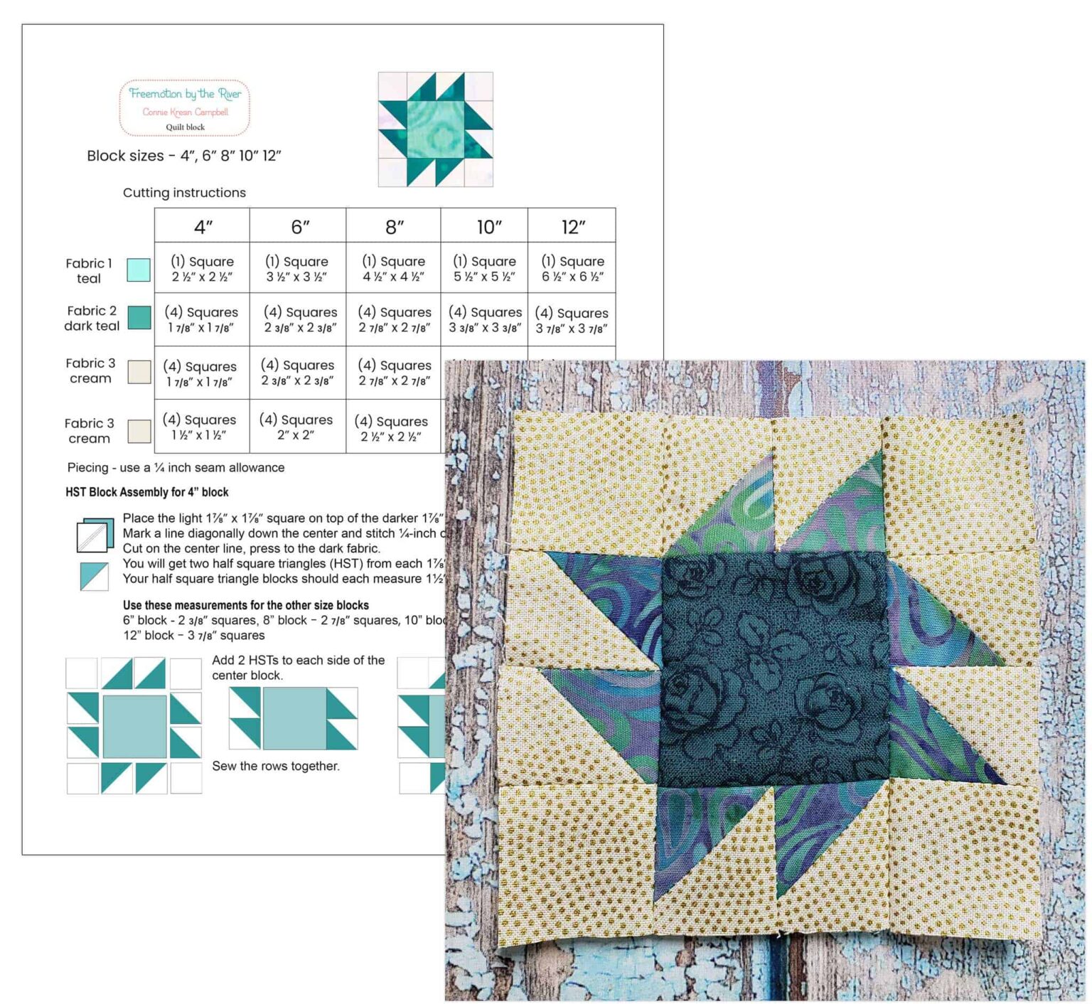 Square and Points quilt block tutorial - Freemotion by the River