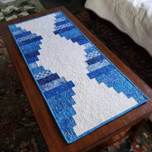 Blue Batik Piano Keys Table Runner - Freemotion by the River
