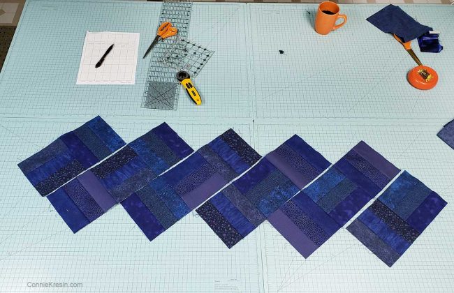 Dark Blue Rail Fence Runner tutorial - Freemotion by the River