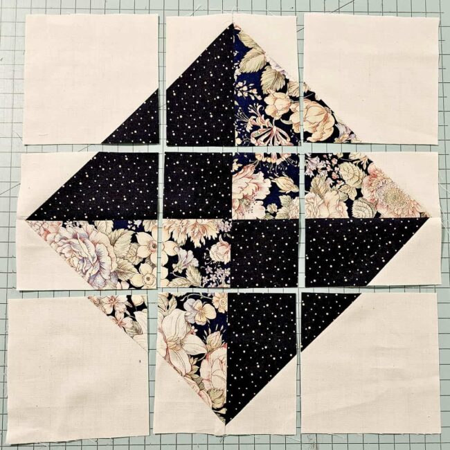 Four Patch Star Navy Floral Table Runner - Freemotion by the River