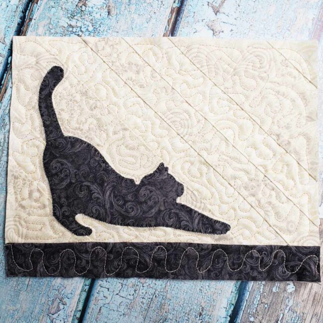 Easy Applique Patchwork Cats Table Runner - Freemotion by the River