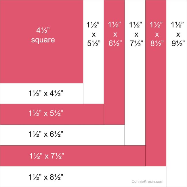 Quarter Square Log Cabin Table Runner - Freemotion by the River