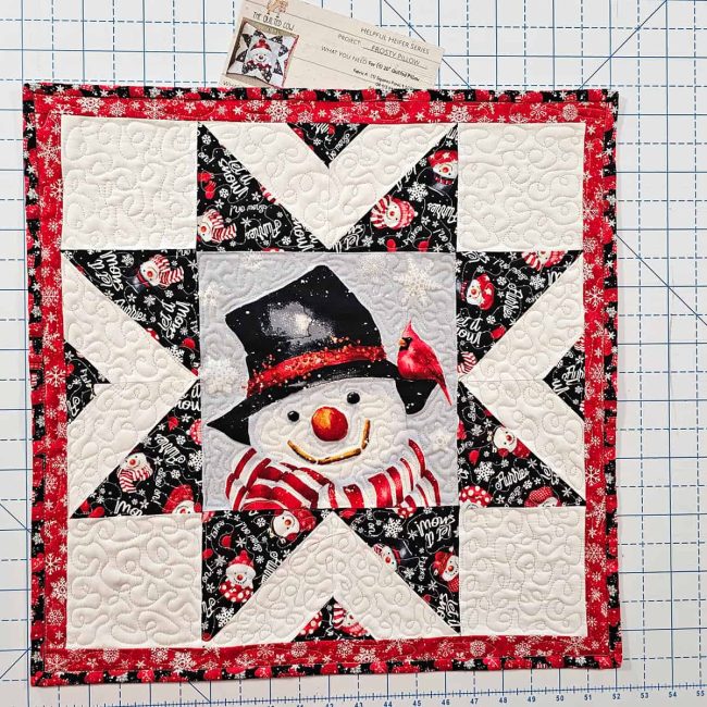 Quilted Cow Snowman Table Topper - Freemotion by the River